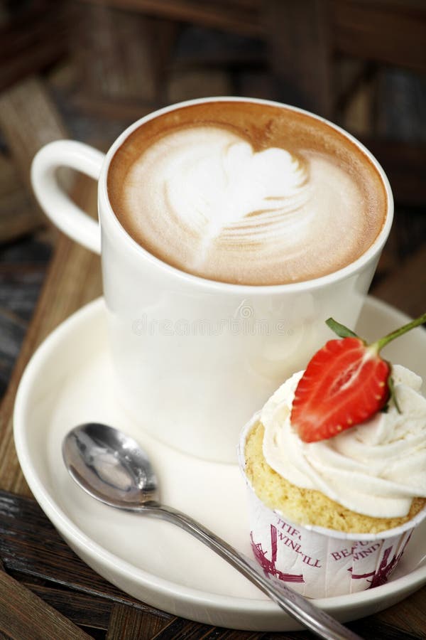 Close Up Hot Latte and Cream Stock Photo - Image of beverage, cake ...