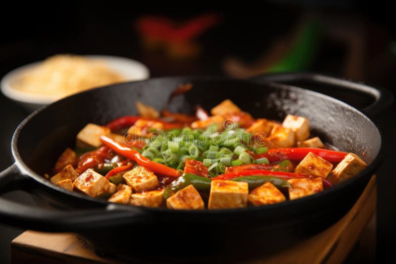 Close-up of a Hot Pan Sizzling with Tofu Stock Photo - Image of healthy ...