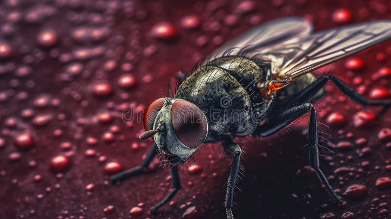 Close Up of House Fly. Generative AI Stock Illustration - Illustration ...
