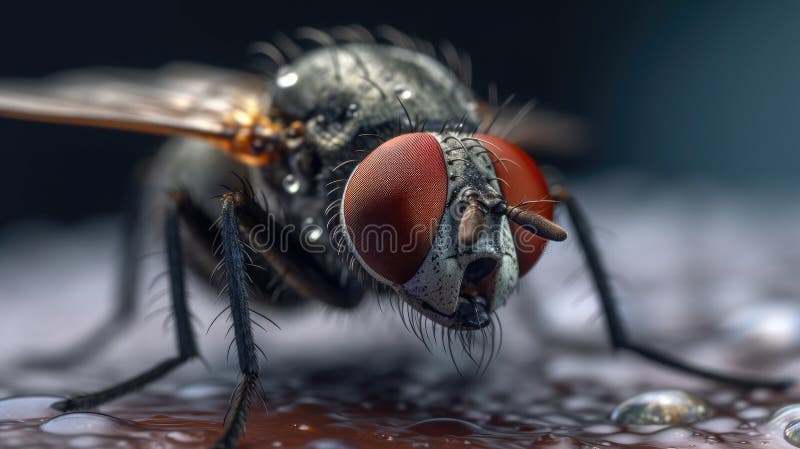 Close Up of House Fly. Generative AI Stock Illustration - Illustration ...