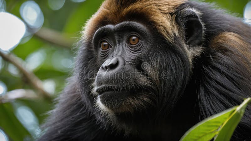 A Close-up of a Howler Monkey, Showcasing Its Expressive Face Amidst ...