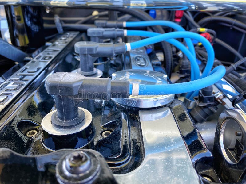 Close Up of HT Leads in a Performance Ford Editorial Photo - Image of ...