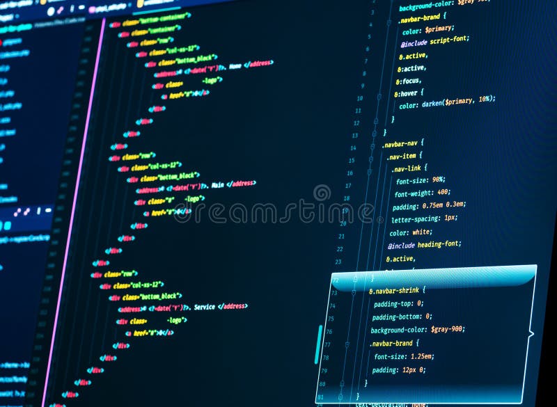 Web Development Code Csssass Styles Preprocessor Script Lines Writing Program Code On