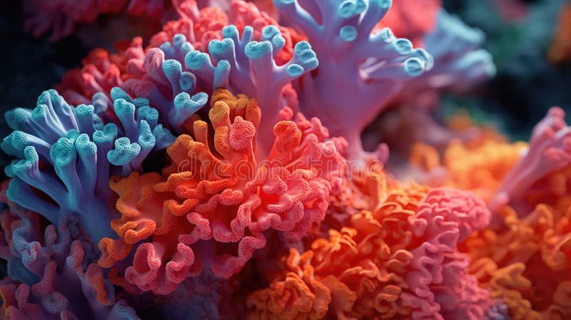 Close-up of Hued Coral. Generative AI Stock Illustration - Illustration ...