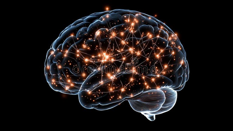 Close Up of the Human Brain Highlighting Neurons, Neural Activity, and ...