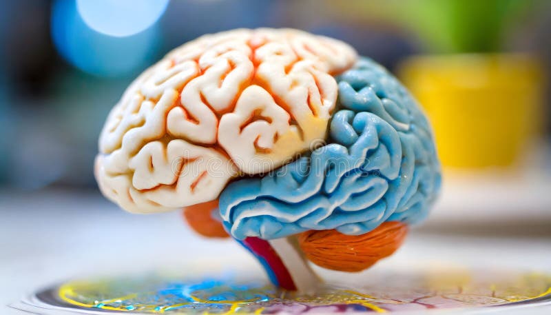 Close Up of a Human Brain Model. Generative AI Stock Illustration ...