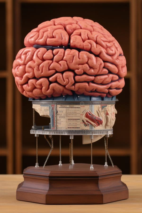 Close-up of Human Brain Model with Labeled Parts Stock Illustration ...