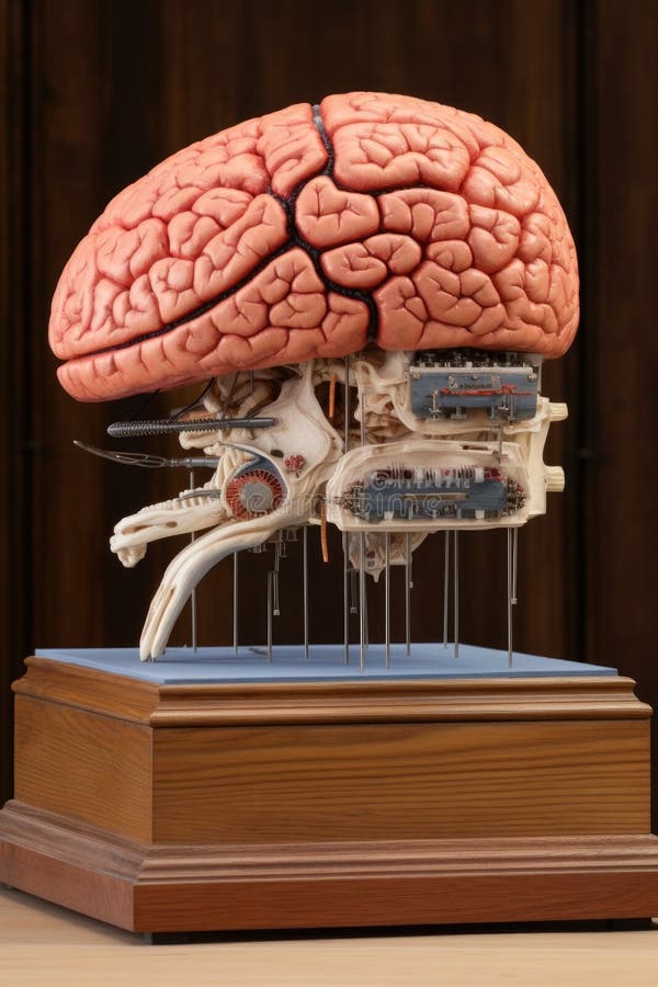 Close-up of Human Brain Model with Labeled Parts Stock Illustration ...