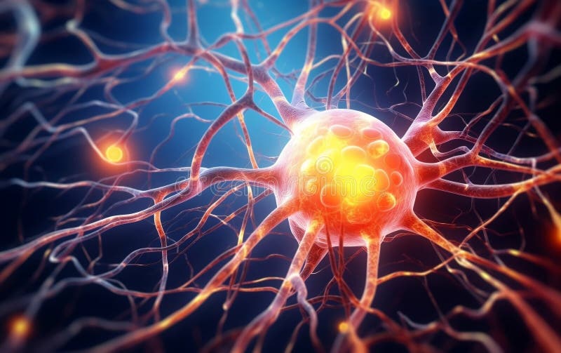 Close-Up of Human Brain Neurons. Generative AI Stock Illustration ...