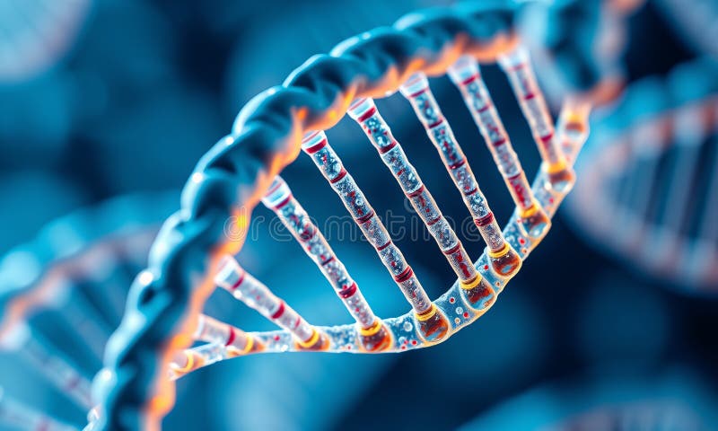 Close-up of Human DNA Under a Microscope. Coiled Nature of the Double ...