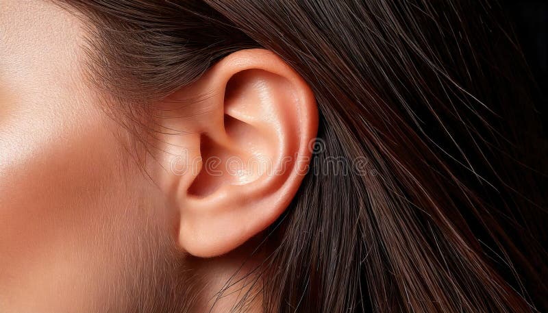 Close-up of a human ear stock illustration. Illustration of hairstyle ...