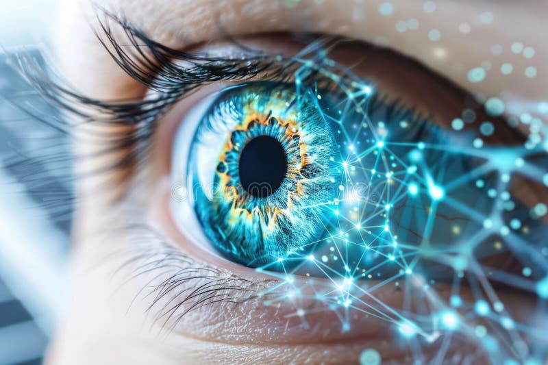 Close Up of Human Eye with Biometric Scan. the Concept of Modern ...