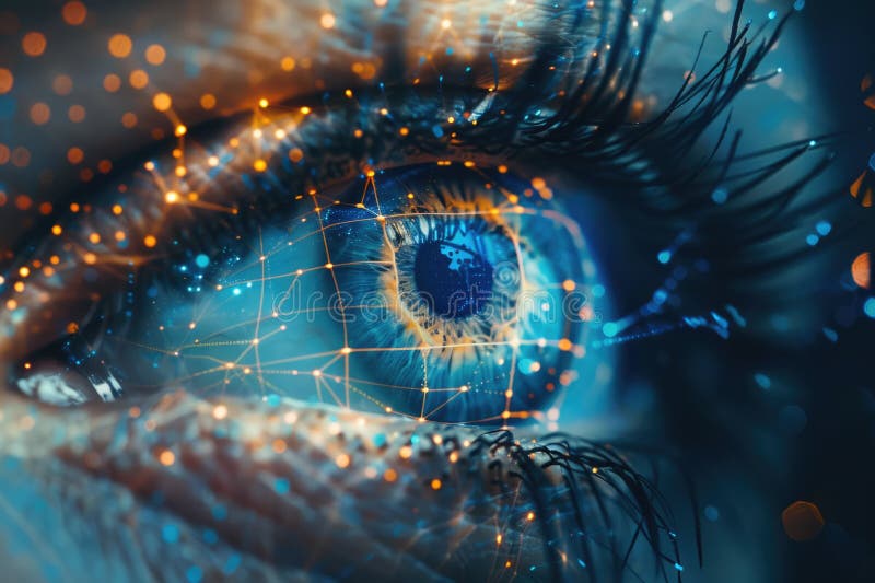 Close Up of Human Eye with Biometric Scan. the Concept of Modern ...