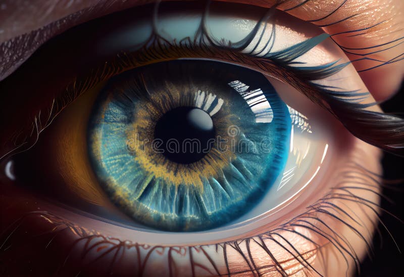 Close-up of Human Eye with Blue Iris. Generative AI Stock Illustration ...