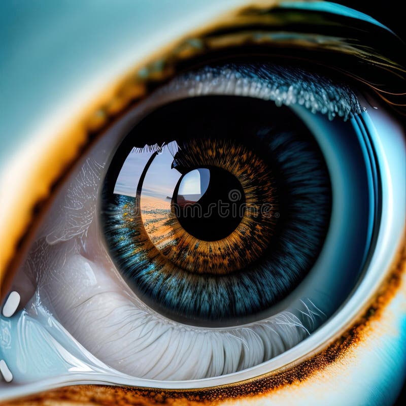 Close Up of Human Eye with Blue Iris. Generative Ai Stock Illustration ...