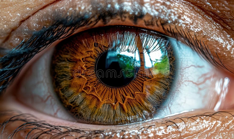 Close-up of a Human Eye with a Brown Iris. Stock Illustration ...