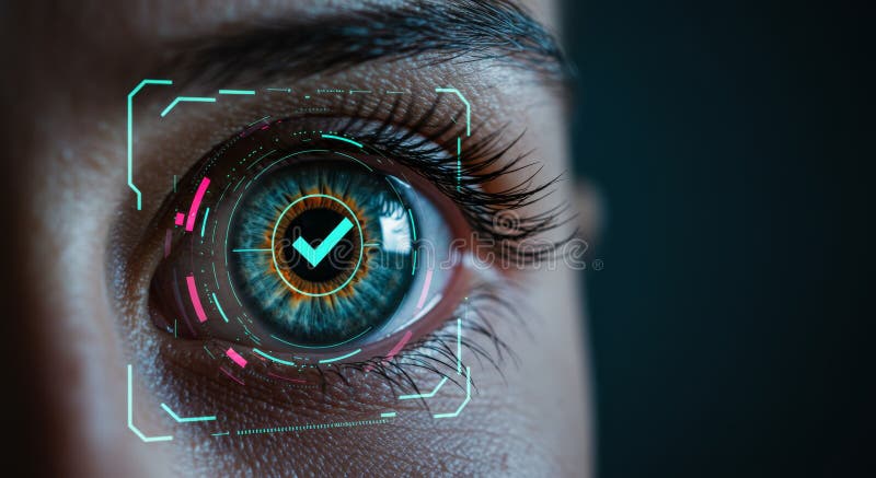 Close-up of Human Eye with Digital Biometric Scanning Technology and ...