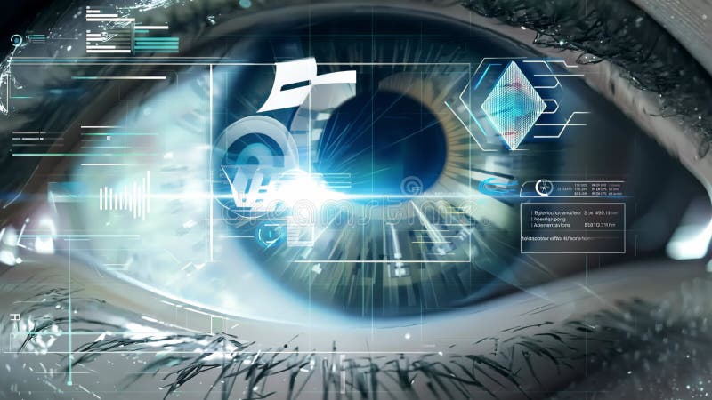 Close Up of a Human Eye with a Digital Interface Stock Footage - Video ...