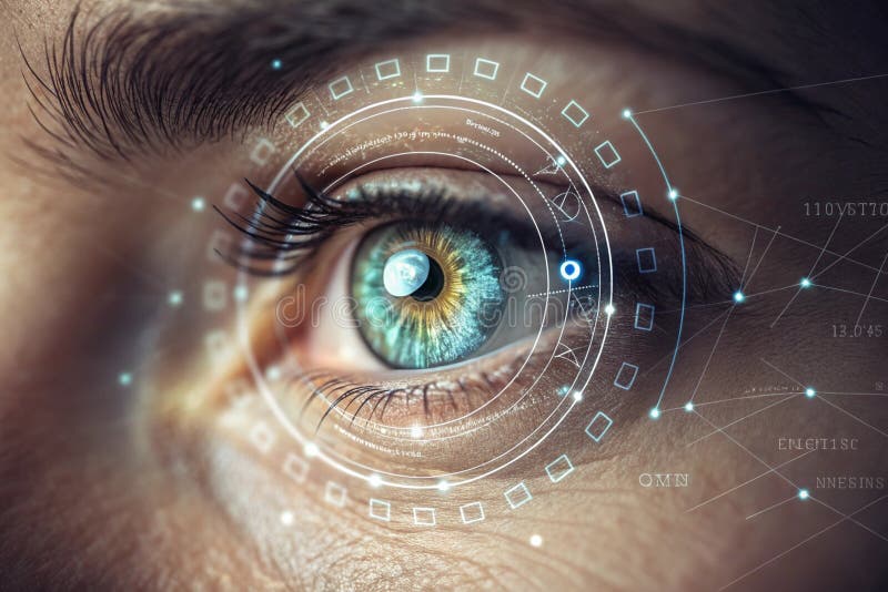 Close-up of a Human Eye with a Digital Interface Superimposed ...