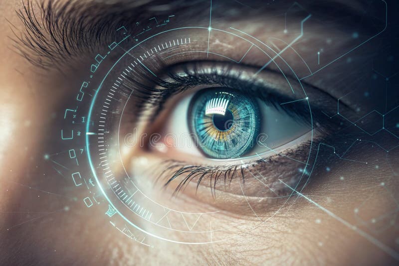 Close-up of a Human Eye with a Digital Interface Superimposed ...