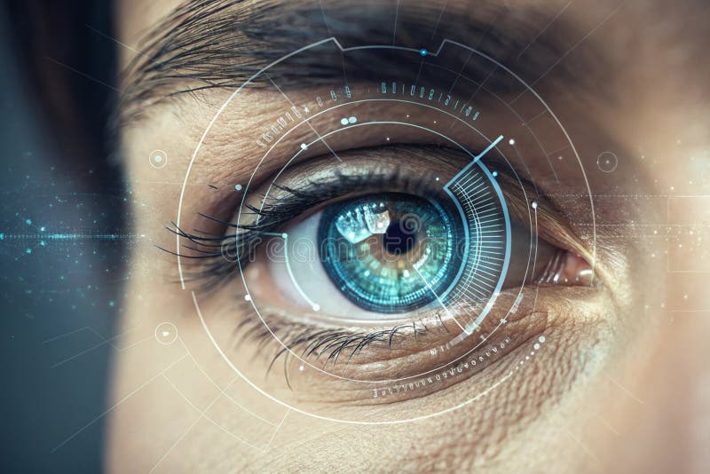 Close-up of a Human Eye with a Digital Interface Superimposed ...