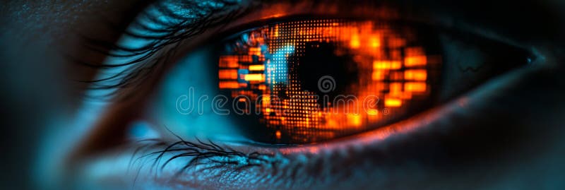 Close-up of Human Eye with Digital Overlay, Representing Technology ...