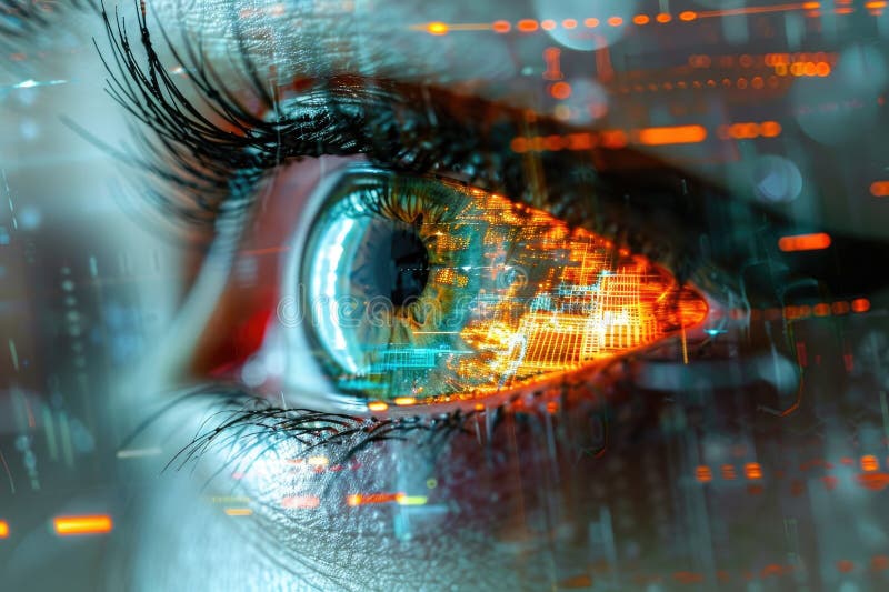 Close-up of a Human Eye with Digital Overlay, Symbolizing Technology ...