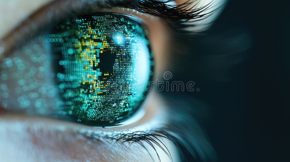 Close-up of a Human Eye with Digital Patterns, Representing Technology ...