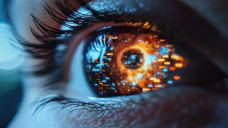 Close-up of a Human Eye with Digital Patterns, Showcasing Innovation ...
