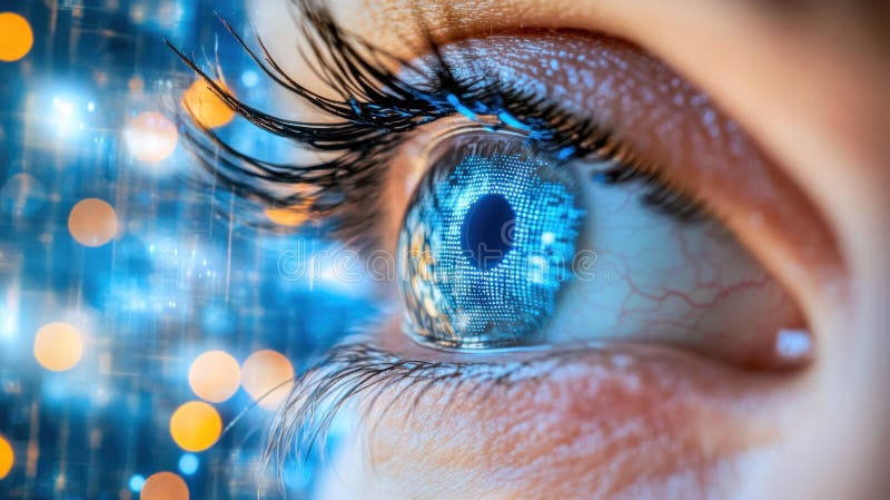 Close-up of a Human Eye, Digitally Enhanced with Glowing, Abstract ...