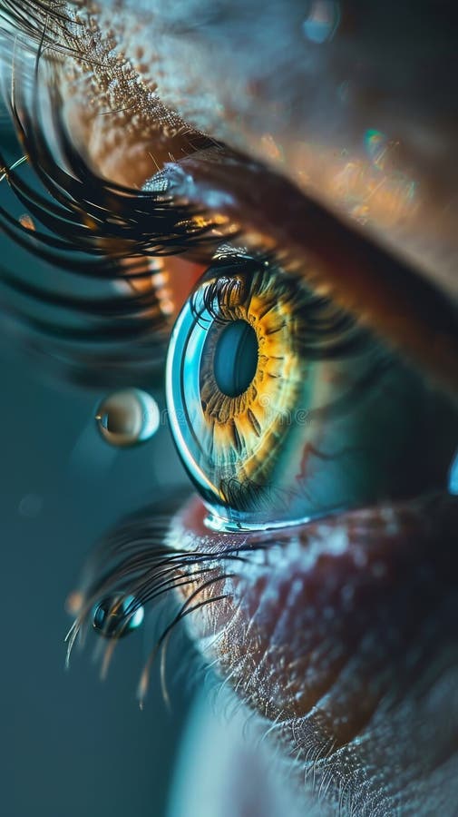 Close-up of a Human Eye with Enhanced Digital Graphics Reflecting ...