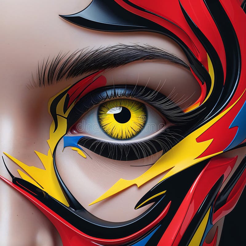 Close-Up of Human Eye with Bright Yellow Iris and Realistic Texture ...