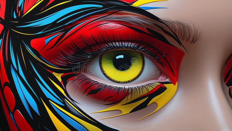 Close-Up of Human Eye with Bright Yellow Iris and Realistic Texture ...