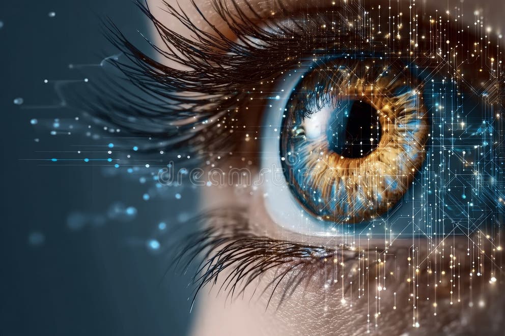 Close-Up of a Human Eye Featuring Iris Biometrics for Advanced Security Systems and AI Analytics ...