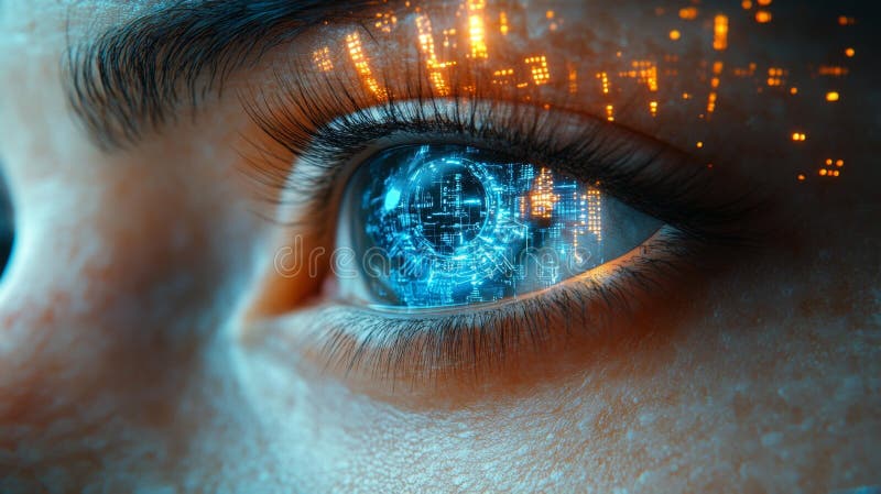 Futuristic Eye with Digital Interface Elements Generative AI Stock ...
