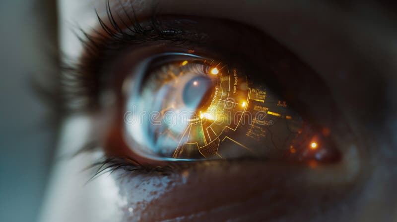Close-up of a Human Eye with Futuristic Digital Graphics Overlay ...