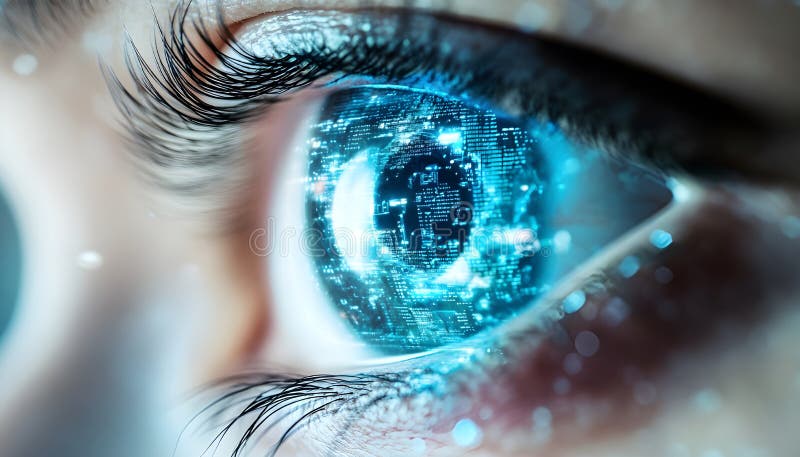 Close-up of a Human Eye with Futuristic Digital Interface, Representing ...