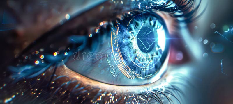 A Close-up of a Human Eye with a Futuristic, Technological Iris Design ...