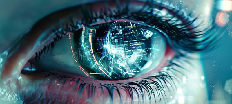 A Close-up of a Human Eye with Futuristic Technology Integrated into ...