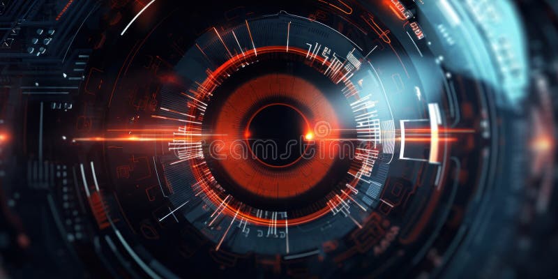 Close Up of Human Eye with Futuristic Technology Stock Illustration ...