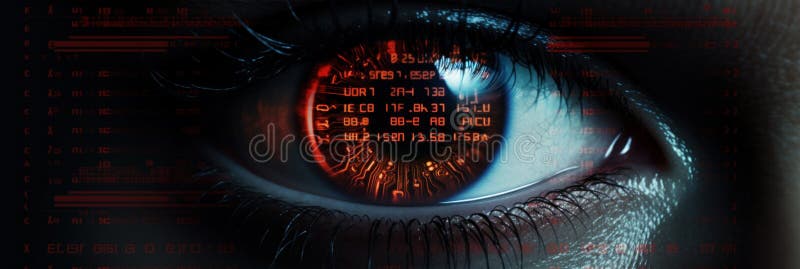 Close Up of Human Eye with Futuristic Technology Stock Illustration ...