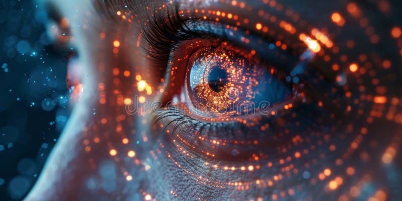 Close-up of a Human Eye with Glowing Digital Patterns, Symbolizing ...