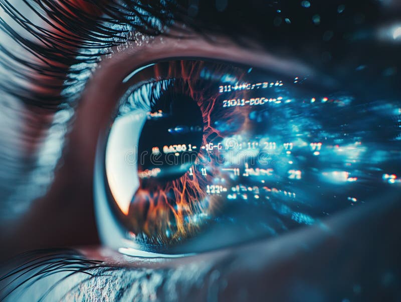 Close-up, Human Eye with Glowing Elements Stock Image - Image of beauty ...