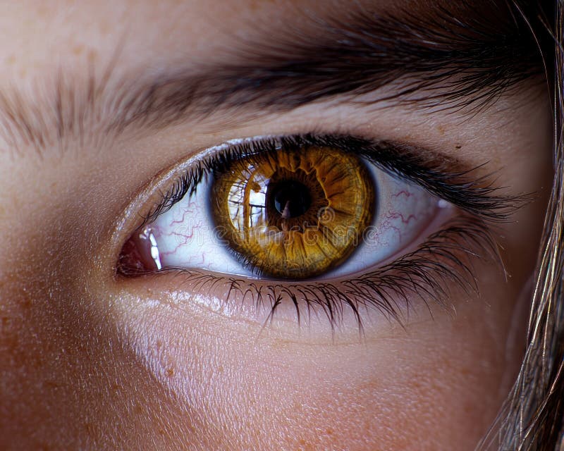 Close-up of a Human Eye with a Golden Iris. Stock Illustration ...