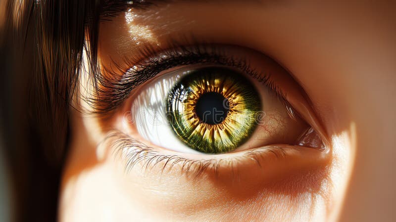 A Close Up of a Human Eye with Green and Gold Iris and Dark Pupil Under ...