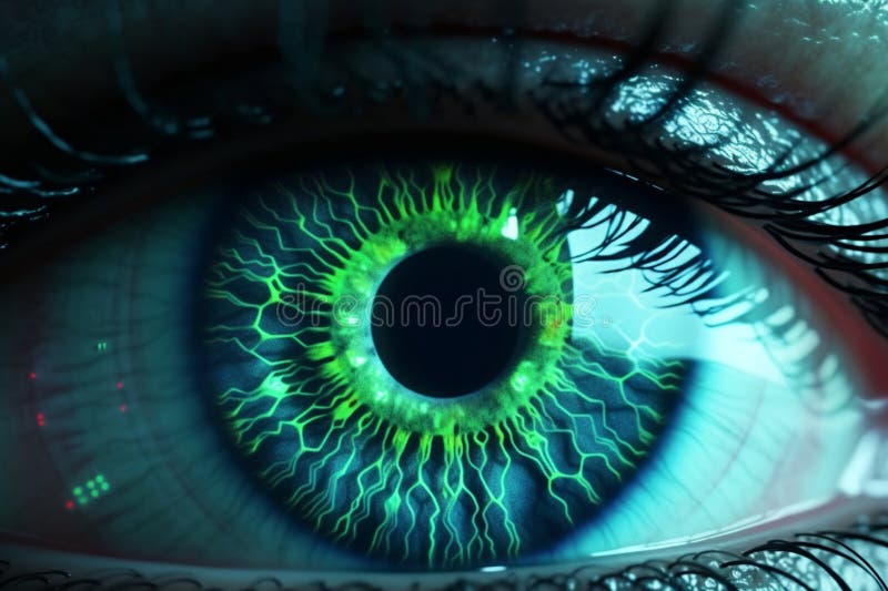 Close Up of Human Eye with Green Iris, 3D Rendering Stock Image - Image ...