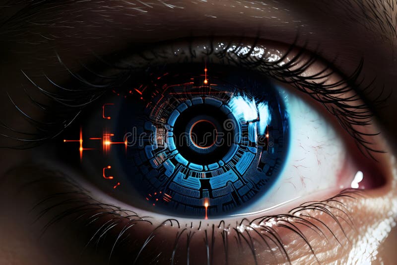 Close Up of Human Eye with High Tech Vision Concept - Ai Generated ...