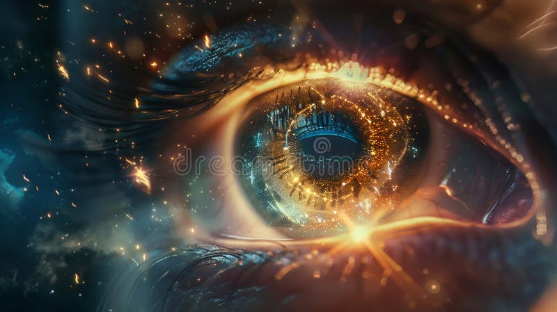 Close-up Human Eye Illuminated from within Stock Illustration ...