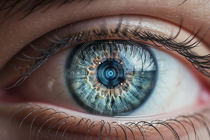 Close Up of Human Eye with Infographic. Artificial Intelligence Concept ...