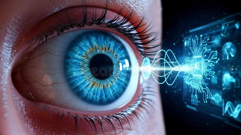 Human Eye Interacting with Artificial Intelligence Technology Display ...